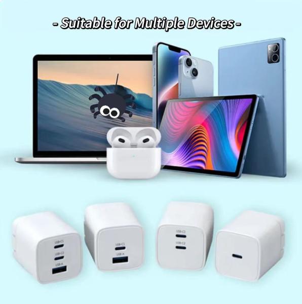 Quality Intelligent Cell Mobile Phone QC3.0 PD 45W GaN Adapter USB Type-C USB-C Multi 2 Port Universal Foldable Plug Fast Charger for sale