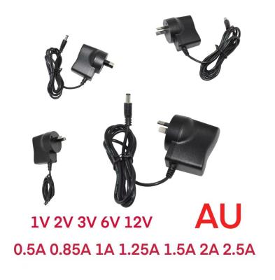 China Factory OEM AU plug Ac/Dc Power Adaptor 5W~12W 1V 2V 3V 6V 12V wall charger switching power supplies 0.5a 0.85a  1a 2a 2.5a for sale