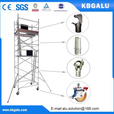 China Double width aluminum scaffold tower with 5.0m standing height for sale