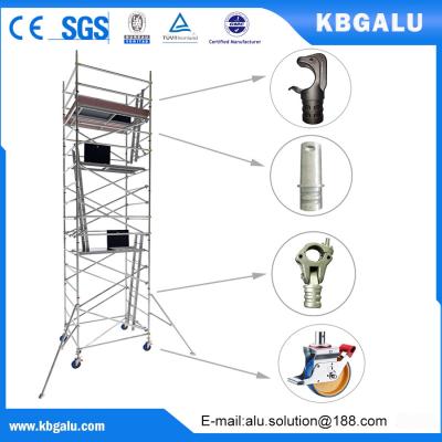 China Double width aluminum scaffold tower with 7.0m standing height for sale