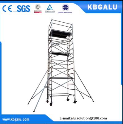 China Double width aluminum scaffold tower with 7m standing height for sale
