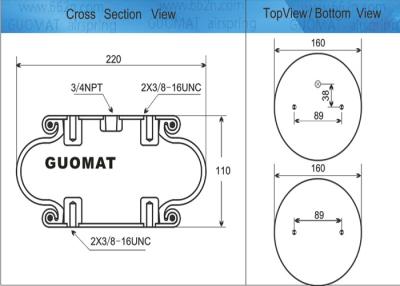 中国 耐火石材の空気ばねは3/4のNPTFのガスの穴とGUOMAT 1B6052を0.45Tに2.3Tに荷を積むことができます参照します 販売のため