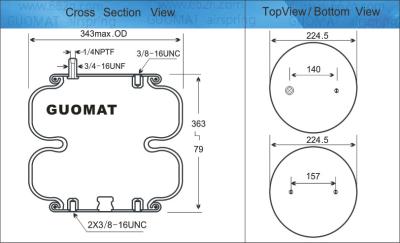 Chine Le ressort pneumatique industriel de W013587472 Firestone Goodyear 2B12-434 Firestone beugle le nombre 228CT-1.5 à vendre