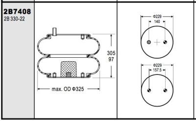 Chine Double sac de levage industriel compliqué Contitech FD330-22 366 de ressort pneumatique de Firestone W01-358-7408 à vendre