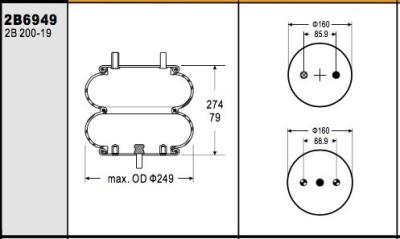Chine Ressort pneumatique industriel de W01-358-6949 Firestone FD 200-19 506 ContiTech à vendre