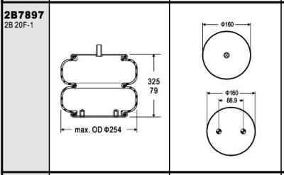 002878 Double Convoluted Air Spring 257-1 W013587897 12 Months Warranty