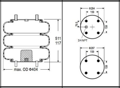 Chine Airbag de Contitech FT530-35537/ressort pneumatique compliqués triples Firestone W013587853 à vendre