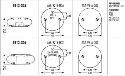 中国 578-91-3-301 Goodyearの空気ばね1B12-305の耐火石材W013586920 販売のため