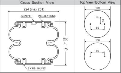 Chine Type compliqué de double du ressort pneumatique W01-358-6900 suspension industrielle d'air à vendre