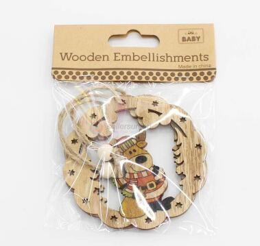 China Factory promotional custom plain carved wooden pendant Christmas decor for sale