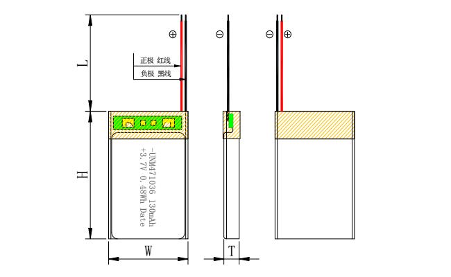 3.7 Lithium ion Polymer Battery / IEC62133 Approved 471036 130mAh Lithium Polymer Battery Cell