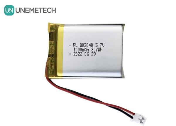 Quality 803040 3.7V Li Polymer Rechargeable Battery 3.7Wh 1000mAh Pouch Battery With JST for sale