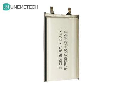 China 3.7V 2300mah Lithium Polymer Single Cell Battery Pack 853465 met IEC62133 voor medische apparatuur Te koop