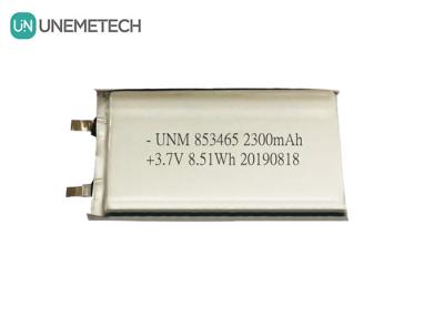 China 3.7V 2300mah Lithium Polymer Single Cell Battery Pack 853465 met IEC62133 voor medische apparatuur Te koop