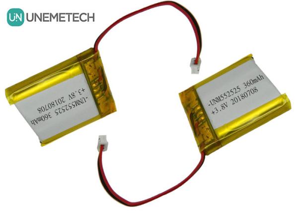 Quality 4.35V 360mAh Polymer High Voltage Lithium Ion Battery 552525 3.8V For Portable for sale