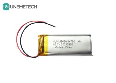 China Beauty Apparatus Lithium Polymer Battery 3.7V 750mah 802049 1C Discharge Li Poly Battery for sale