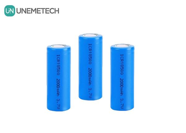 Quality 3.7V 18500 lithium ion battery 2000mAh Rechargeable Cylindrical For Flashlight for sale