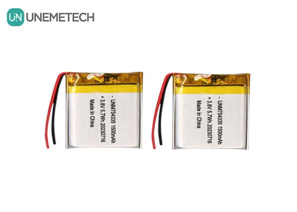 Quality 4.35V High Voltage Lipo Batteries 754335 3.8V 1500mAh Rechargeable Polymer for sale