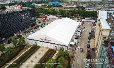 China Clear span tent with solid ABS walls for temporary exhibition hall for sale