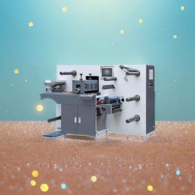 China INTERMITTENT SEMI ROTARY LABEL DIE CUTTING WITH TURRET SLITTING AND REWINDING MACHINE SNOWBALL WASTE REWIND ECONOMICAL for sale
