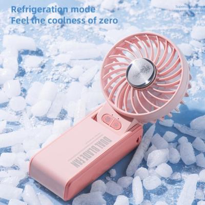 China Personalisierter Mini-Doppelventilator mit Doppelmotor 180 Grad Klappventilator mit superleitendem Eis-Porzellan-Kühlschrank zu verkaufen