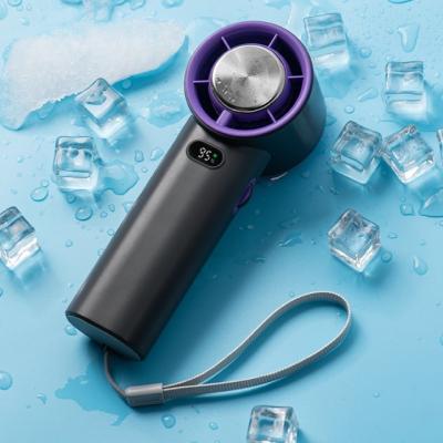 China Stepless Speed Regulation Ice Cooling Fan 13000 RPM Bladeless Portable Hand Held Fan 3600mAh for sale