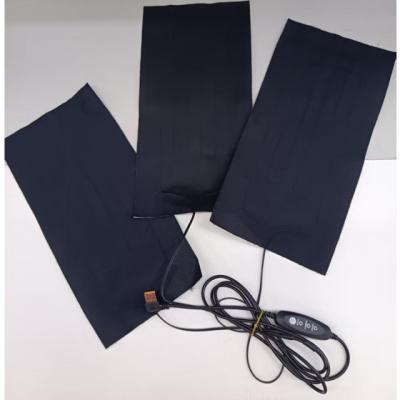 China Custom Heating Pad 30X15cm 3pads in One 12V Cloth Heater with USB Switch Controller for Heating Chair for sale