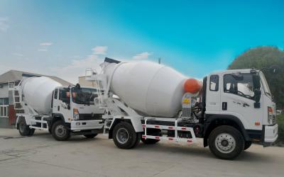 China White Concrete Mixer Truck , 5 Cubic Meter Front Discharge Concrete Truck for sale