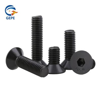 China DIN7991 Flat Head Hex Socket Screw Zwarte oxide van de kwaliteit 10.9 staal Te koop
