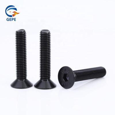 China DIN7991 Flat Head Hex Socket Screw Zwarte oxide van de kwaliteit 10.9 staal Te koop