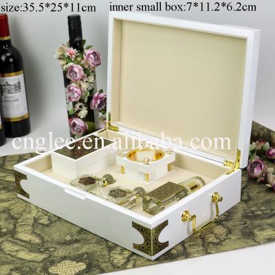 China piano white lacquer finish luxury wooden perfume gift packaging box arabic for sale