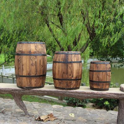 China Large wooden barrels for home garden decoration accept custom and add logo for sale