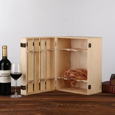 China Custom Unfinished Wood Wine Box Gift Packaging Box 2 Bottle Wooden Wine Box for sale