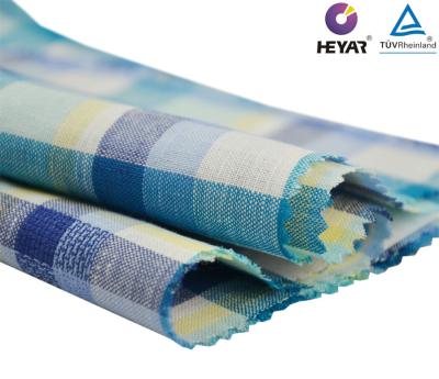 China Low Minimums Custom Lightweight Yarn Dyed Checks Natural Cotton Italian Linen Shirt Clothing Fabric Textiles for Dresses for sale