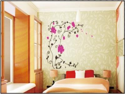 China Red Flower Vine Interior Nature Wall Decals For Sitting Room , 1.5 x 1.2M for sale