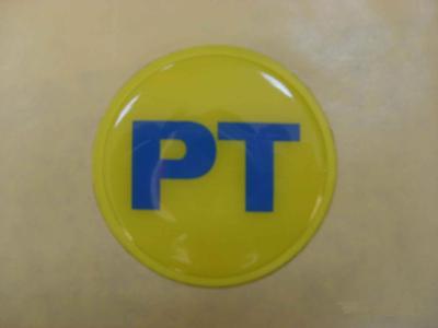 China PT Lettering Resin Epoxy Dome Stickers Yellow Background With Strong Adhesive for sale