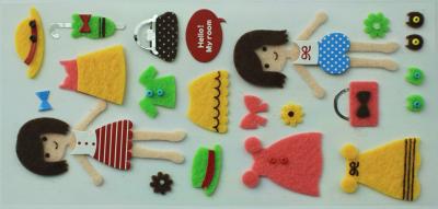 China Cartoon Japanese Puffy Stickers , 3D Layered Fuzzy Stickers for sale