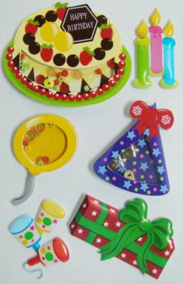 China 3D Layered gift Shaker Stickers Colored birthday cake For children for sale