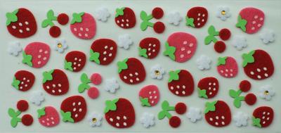 China Red Strawberry Layered Japanese Puffy Stickers , 3D Felt Sticker for sale