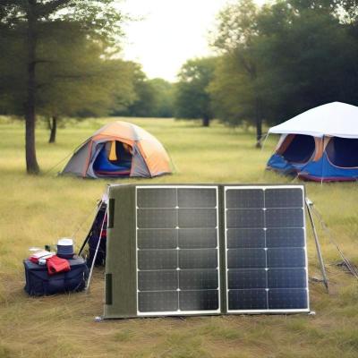 Китай Высокополимерная солнечная фотоэлектрическая панель 100 Вт, складная, 2 секции, водонепроницаемая для наружного электропитания продается