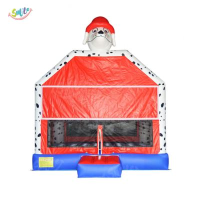 China Red Firefighter Theme Inflatable Bounce House with Spotted Dog Design for Kids Party Rental Events（YKB123) for sale