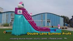 Commercial Rainbow Dual Lane Water Slide for Rental Business