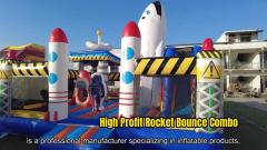 Commercial Rocket Inflatable Bounce House Slide Combo