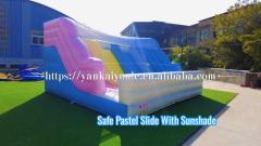 Pastel Inflatable Slide with Sunshade for Kids