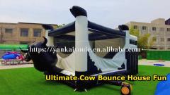 Inflatable Cow Bounce House with Slide for Kids Parties