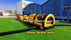 Yellow and Black Inflatable Obstacle Course Bouncer Run
