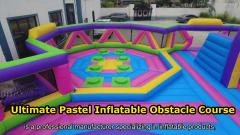 Giant Pastel Inflatable Obstacle Course for Rental Business