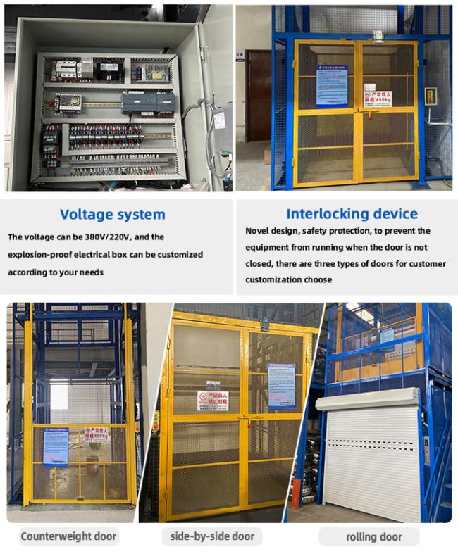 Customized White Two Floors 2T 5M Indoor Hydraulic Guide Rail Elevator When Transporting Goods In Factory Or Warehouse 1