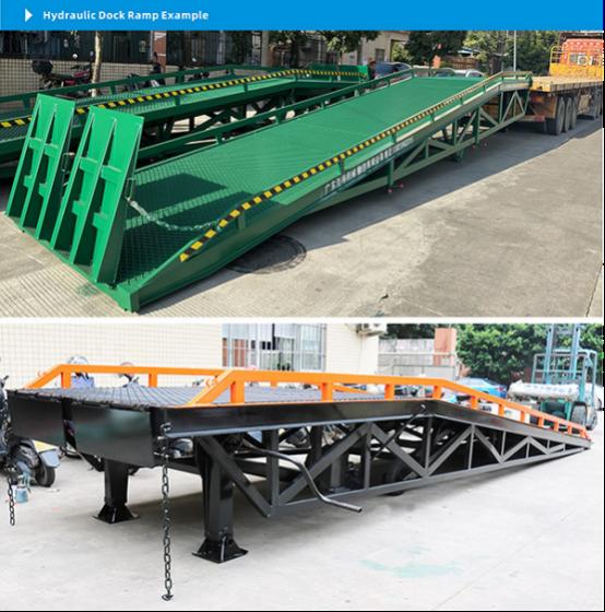 Close-up view of hydraulic dock ramp