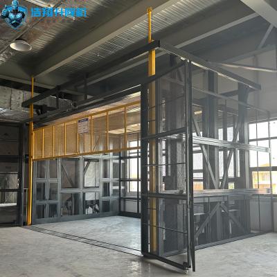 Cina Porta a quattro ante e porta contrappeso 5 tonnellate 8 m di altezza personalizzata 500 kg-20000 kg grande ascensore idraulico industriale per merci per interni in vendita
